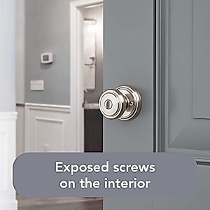 Baldwin Alcott, Entry Door Knob Handle with Keyed Lock Featuring SmartKey Re-key Technology and Microban Protection, in Satin Nickel