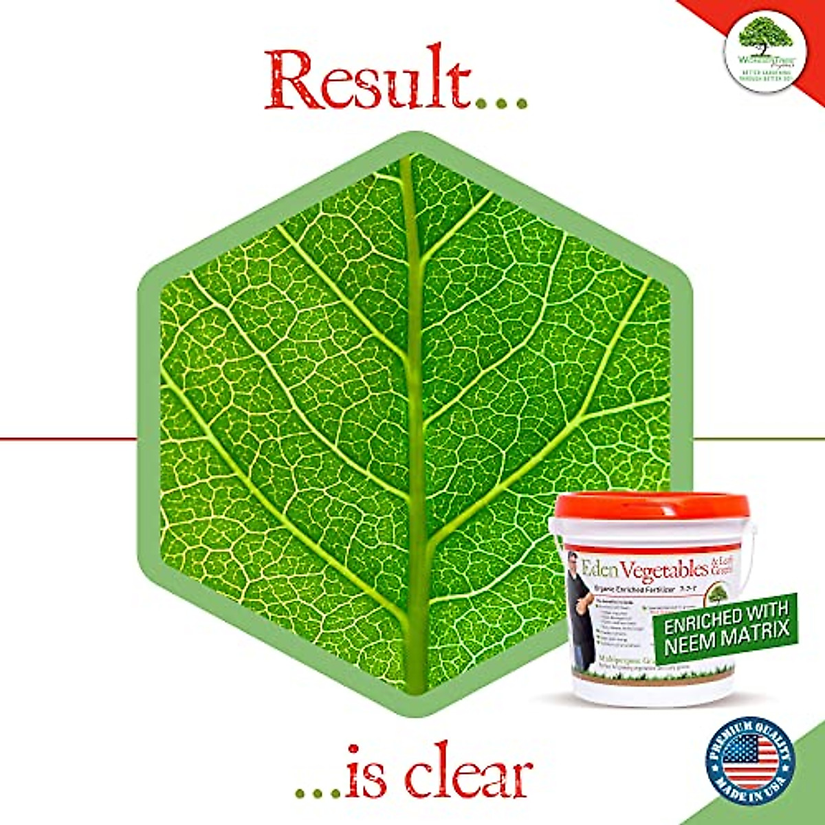 Eden Vegetables & Leafy Greens Organic Enriched Fertilizer (5 lb Bucket)-Neem Plant Food 7-7-7 Enriched Formula for Perfect Nitrogen, Phosphorous, and Potassium Balance