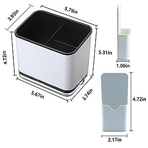 YEUPYL Kitchen Sink Organizer,Countertop Cutlery Holder Cutlery Drainer , Storage Holder Organizer With 3 Compartments for Kitchen Fork Spoon Holder and Magnet Storage Organizer (Black、White)