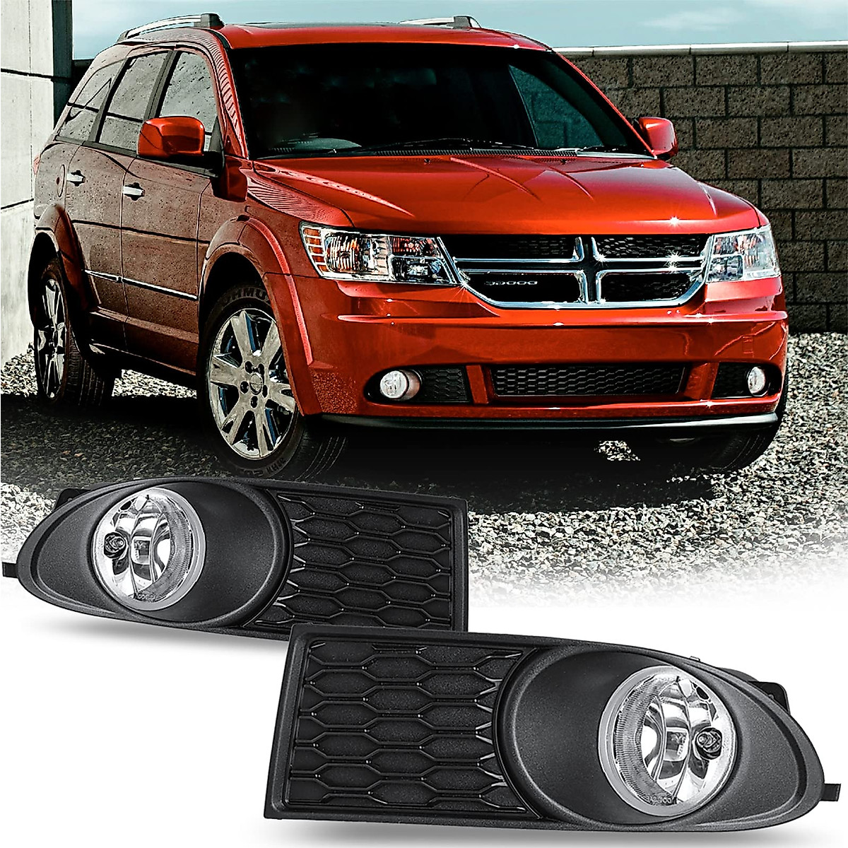 AUTOWIKI Fog Lamp Lights Assemblies For 2010 2011 2012 2013 2014 2015 2016 2017 2018 2019 2020 Dodge Journey 1 Pair