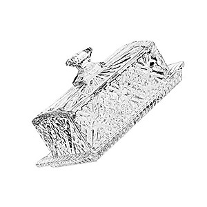 HEMOTON Glass Butter Dish with Lid Handle 2-Piece Design Butter Keeper Covers Crystal Covered Butter Dish Butter Container Dishwasher Safe Food Cake Dessert Fruit