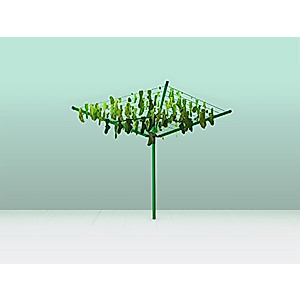 Brabantia Lift-o-Matic Large Rotary Airer Clothesline with Metal Soil Spear, 197 Feet, Silver