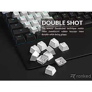 Ranked Rubber Keycap Set | Double Shot Translucent | OEM Profile for Mechanical Gaming Keyboard (White, 23 Keys)