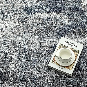 QD-Udreamy 5x7 Area Rugs, Machine Washable Rug 5' x 7', Ultra-Thin Abstract Modern Area Rug Stain Resistant Anti Slip Backing Rugs for Living Room Bedroom