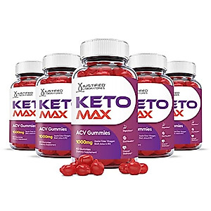 Justified Laboratories (5 Pack) Keto Max ACV Gummies 1000MG with Pomegranate Juice Beet Root B12 300 Gummys