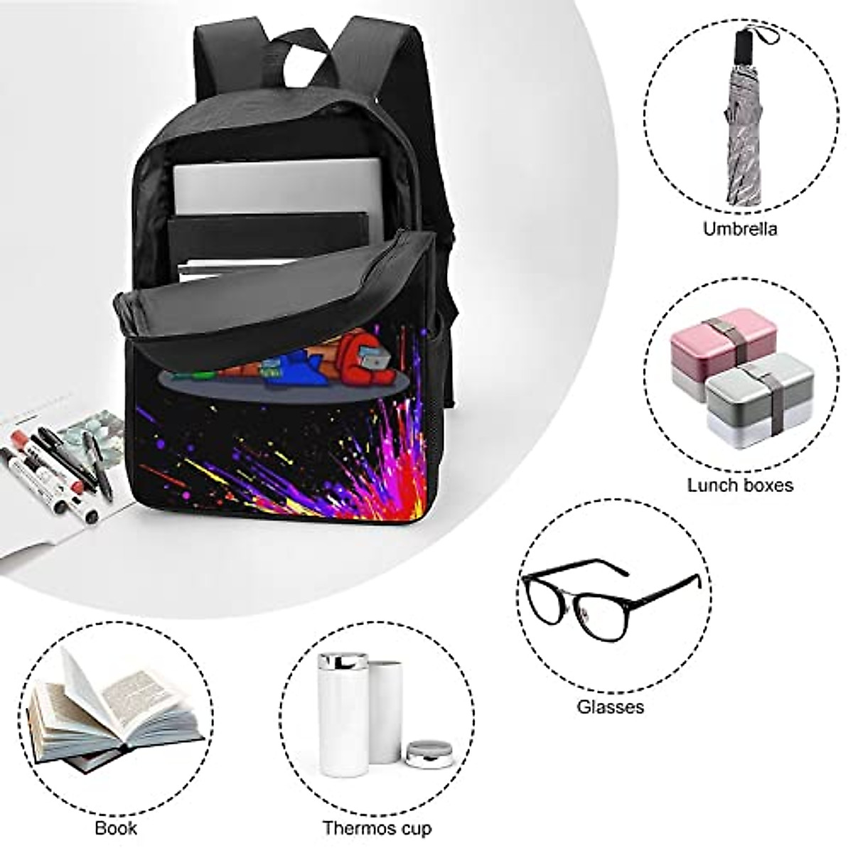 Val Pasco 17 inches Adult Large-capacity Shoulder Bag,Printed Multifunctional Convenient Backpack,Suitable for Travel, Summer Camp, Mountain Climbing