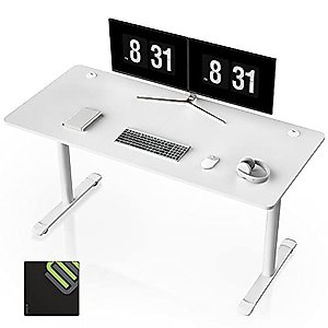 EUREKA ERGONOMIC White Gaming Desk, 60 Inch Large Home Office Computer Desk with Free Mouse Pad, I Shaped PC Gamer Students Teens Study Writing Table Laptop Sturdy Modern Workstation, Easy To Assemble