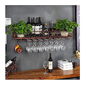 Wall-Mounted Wine Rack, Hanging Restaurant Iron Frame, European Wine Glass Rack, Hanging Goblet Rack, Creative Wine Glass Rack Floor (Color : Brown, Size : 30 * 25cm)