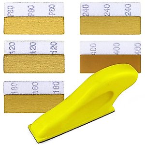 100 Sheets Micro Sander Kit 3.5” x 1” Mini Sander for Small Projects, Detail Handle Sanding Tools + Sandpaper 80 120 180 240 400 Grit for DIY Crafts Wood Tight Narrow Spaces Polishing, by POLIWELL