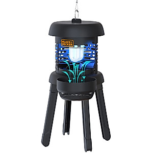Black+Decker Fly Traps for Indoors- Fruit Fly & Mosquito Trap- Bug Catcher & Mosquito Killer- 3 Way Gnat & Moth Trap with Stand- Bright UV Light Attractant Fan for Outdoors
