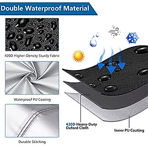 WANOCEAN Patio Furniture Covers Waterproof, Patio Table Cover Rectangle Outdoor 110" L X 83" W X 28" H 420D Oxford Fabric Dustproof with Storage Bag, Fits for Dining Square Table Sofa and Chair