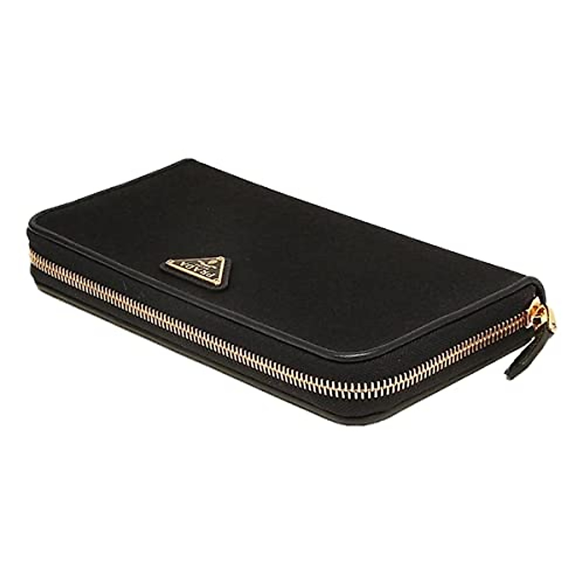 Prada Women's Large Black Tessuto Zip Around Wallet 1ML506