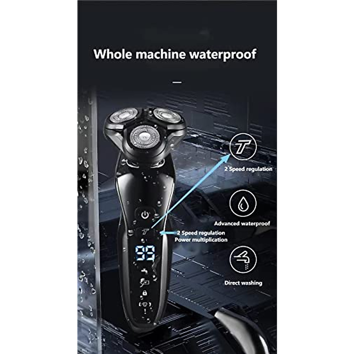 Electric Razor Cordless Beard Trimmer for Men Nose Hair Trimmer 3 in 1 Trimmer Grooming Kit Plus 1 Facial Cleansing Brush Waterproof USB Rechargeable Dry Wet (Black)