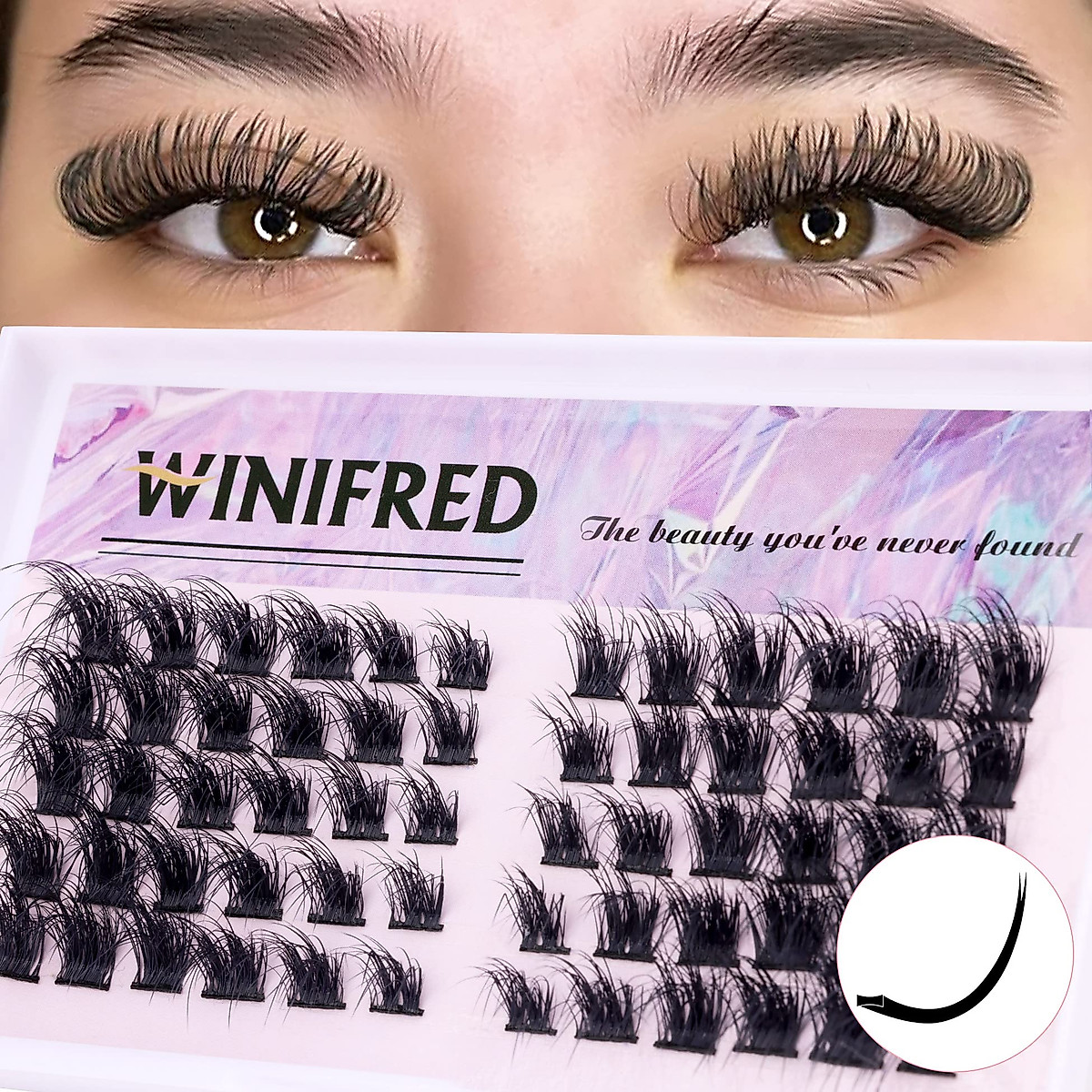 Individual Lashes Cluster Flat Lashes Mink Eyelashes Extension D Curly False Eyelashes Natural Look Wispy Fake Lashes DIY at Home 10mm-18mm Cluster Lashes by Winifred