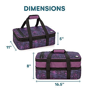 VP Home Double Casserole Insulated Travel Carry Bag (Henna Tattoo) for Trip Birthday Party, Mother's Day, Holiday, Christmas Day, Grocery Store, Supermarket, Outdoor Picnic etc