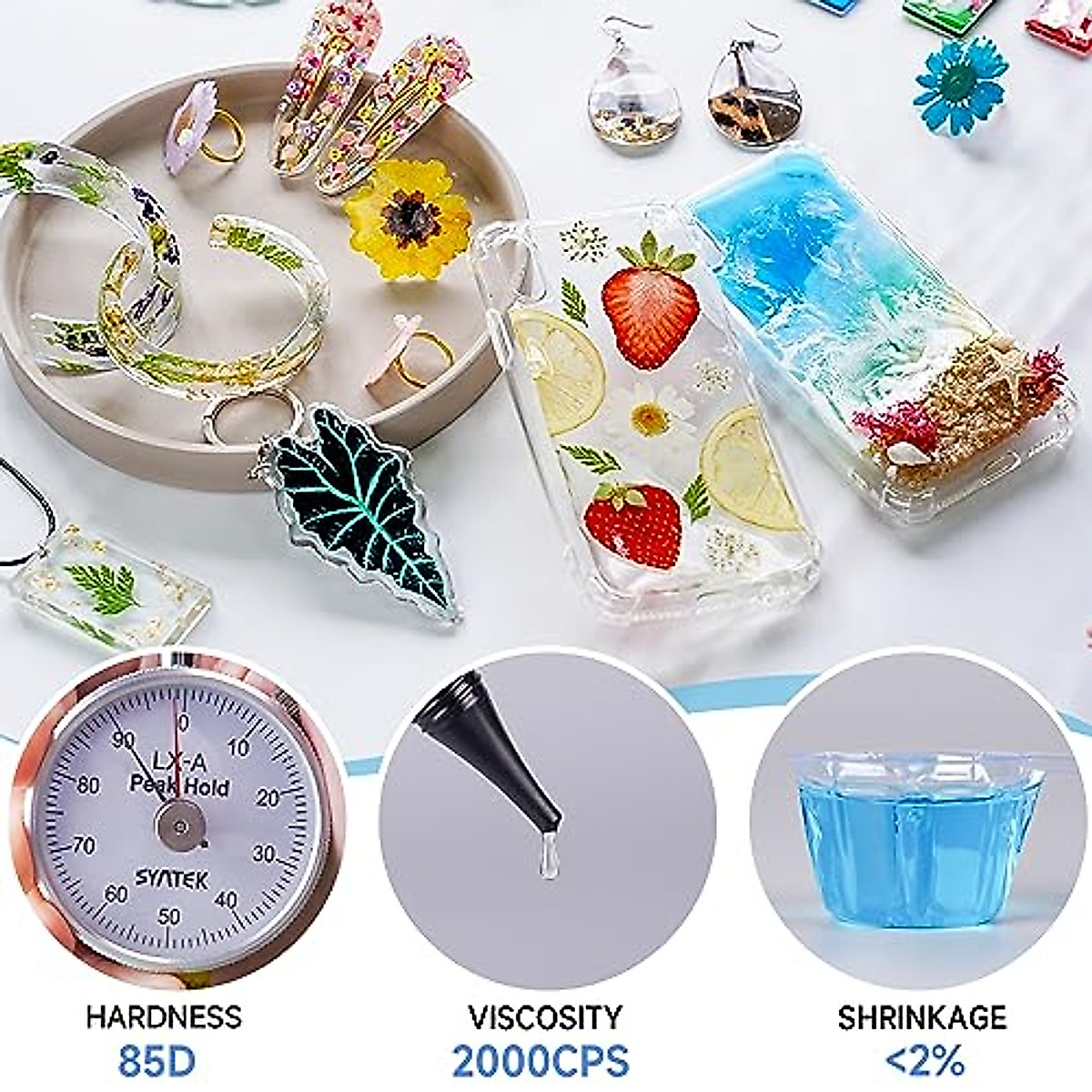 LET'S RESIN UV Resin,200g Low Viscosity Crystal Clear Ultraviolet Thin Epoxy Resin, Quick-Curing&Low Shrinkage UV Resin Kit for Crafts, Jewelry Making, Casting