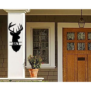 Personalized Deer Antler Address Metal Wall Art Sign Home Outdoor Custom Metal Address Sign 8x8 inches Black Power Coated Mailbox Sign Housewarming Gifts