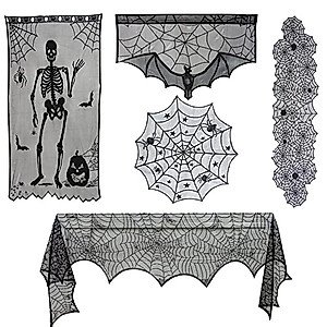 Halloween Decorations for Home Lace Spider Web Tablecloths Skull Scarves Curtains Horror House Halloween Party Decor Supplie