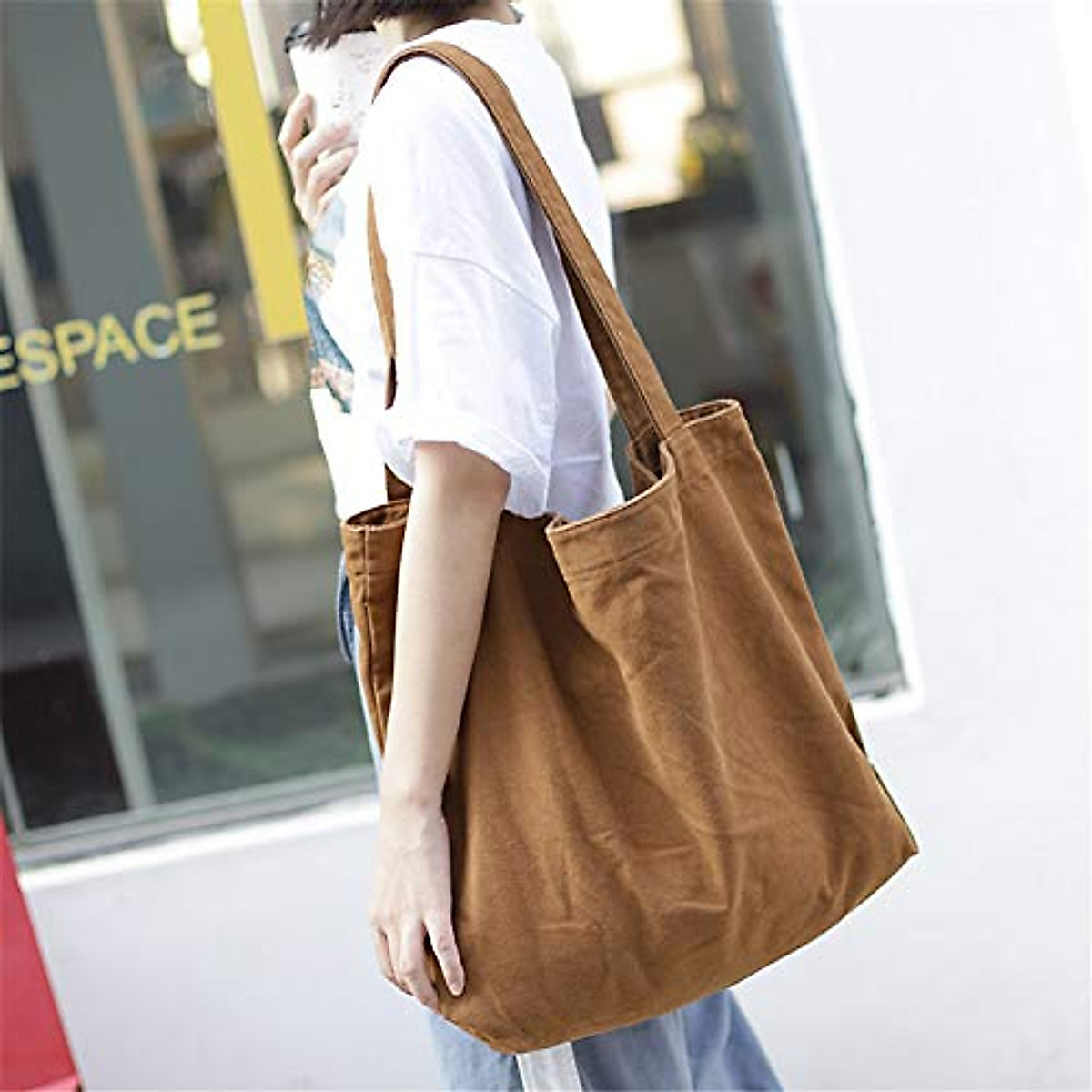 BOBILIKE Women Shoulder Bags Canvas Tote Bag Handbag Work Bags, Brown