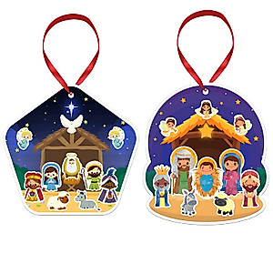 FLYAB Make a Nativity Scene Stickers Ornament Craft Kit Christian DIY Nativity Stickers for Kids Religious Party Games Activities for Christmas Vacation Bible School Classroom Party Supplies