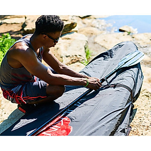 VULKIN Waterproof Kayak Cover, Tarp & Sun Skirt w/UV Protection for Fishing Kayak, Fishing Blind Port Hitch Bag. For Travel, Storage Dust Shield, Carrier w/Sling 9-10ft Black