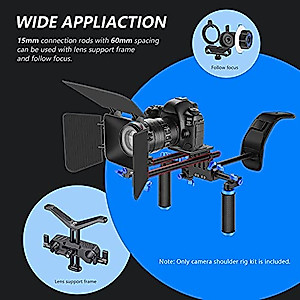 NEEWER Camera Shoulder Rig, Video Film Making System Kit for DSLR Camera and Camcorder with Shoulder Mount, 15mm Rod, Handgrip and Matte Box, Compatible with Canon Nikon Sony DSLR Cameras (Blue)