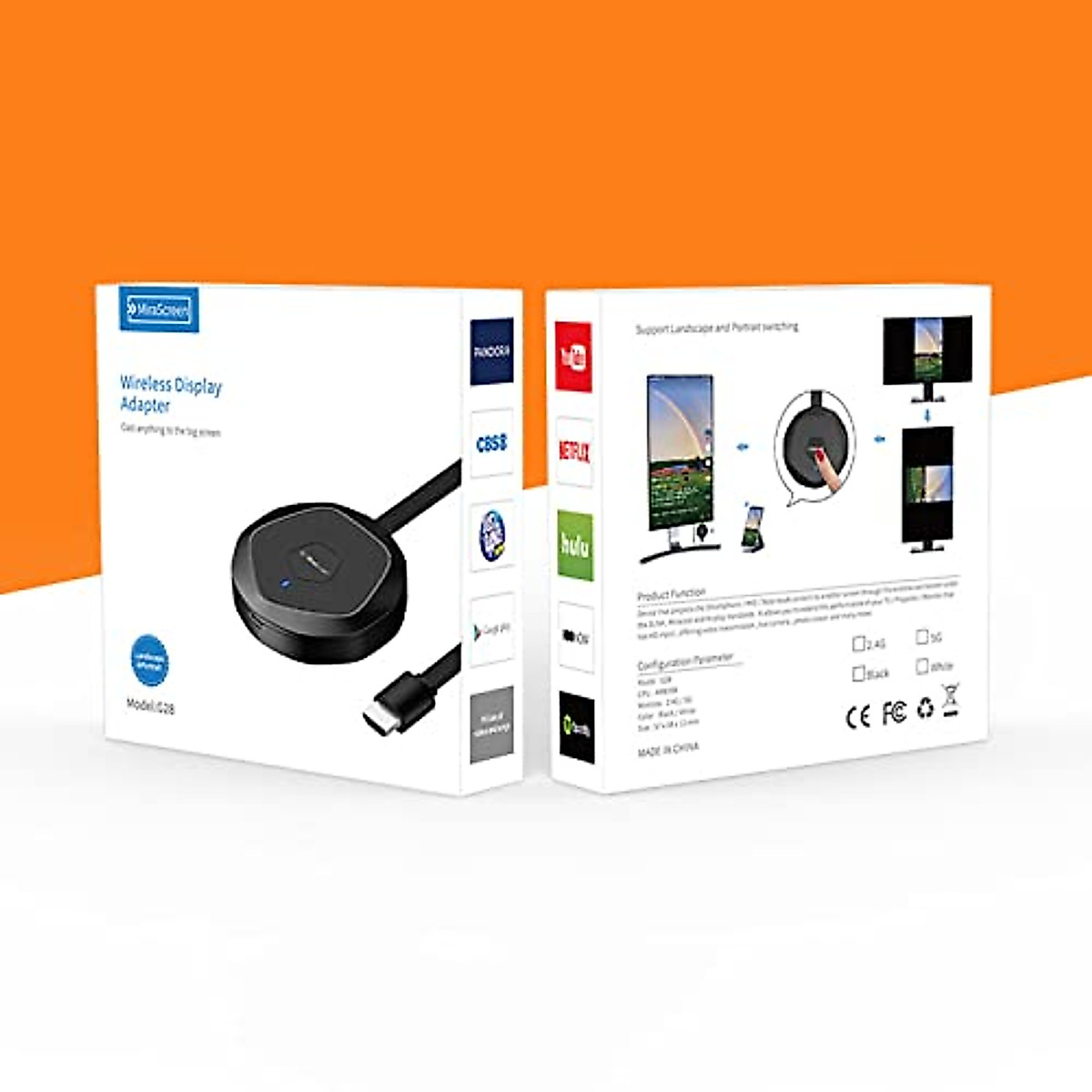 #8577Mo Wireless Display Adapter/Receiver 1080P Support Mirror Phone/Tablet/Laptop to HDTV Supports Select Android & Windows