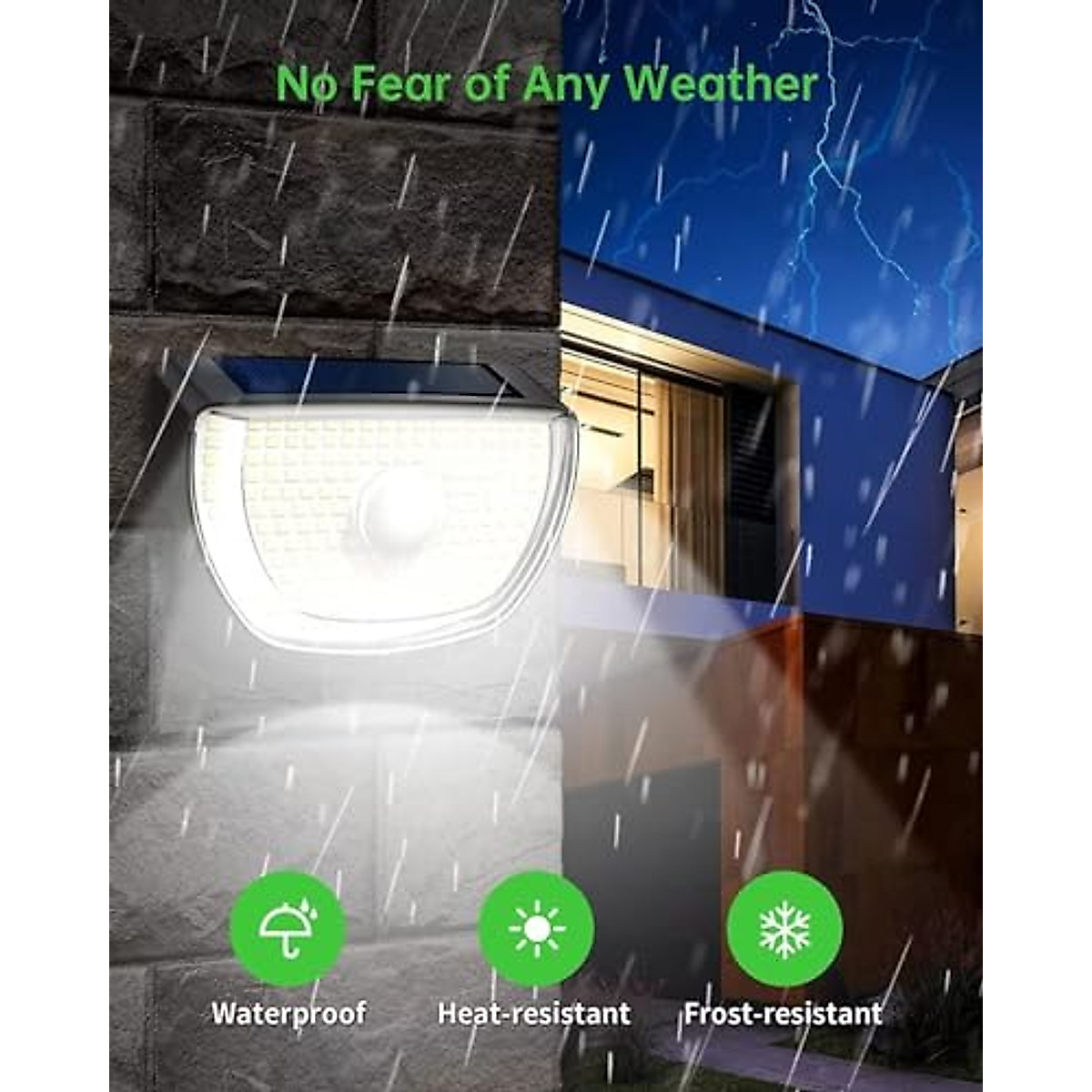 oditton Solar Security Lights, 3 Modes, IP65 Waterproof for Yard, Stairs, Garage, Fence, Porch, 200LED Solar Lights, Solar Motion Sensor Lights, Outdoor Solar Wall Lights, 1 Pack