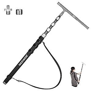 NEEWER Upgraded Microphone Boom Pole, 9.8ft/300cm Telescopic Carbon Fiber Mic Boom Arm with 5 Sections, 1/4” 3/8” 5/8” Screw Adapters, Cable Straps, Shoulder Strap & Storage Bag, MS-300C