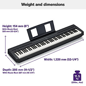 YAMAHA P71 88-Key Weighted Action Digital Piano with Sustain Pedal and Power Supply (Amazon-Exclusive)