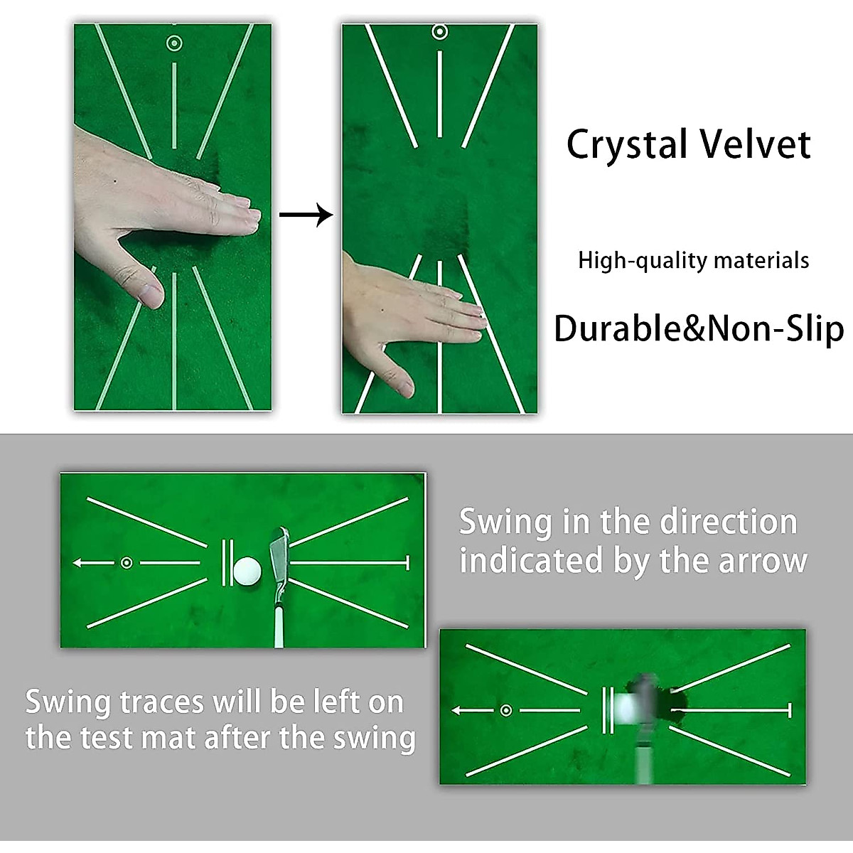 Golf Training Mat for Swing Detection, Premium Golf Hitting Mats, Mini Portable Crystal Velvet Practice Training Aid Rug for Home Indoor Office Outdoor Backyard (12" X 24"), by Sgaloge