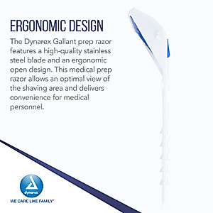 Dynarex Gallant Disposable Prep Razors, Used before ECG and other Procedures, Disposable Razors with Open Design, Ergonomic Surgical Prep Razors, 1 Box of 50 Razors