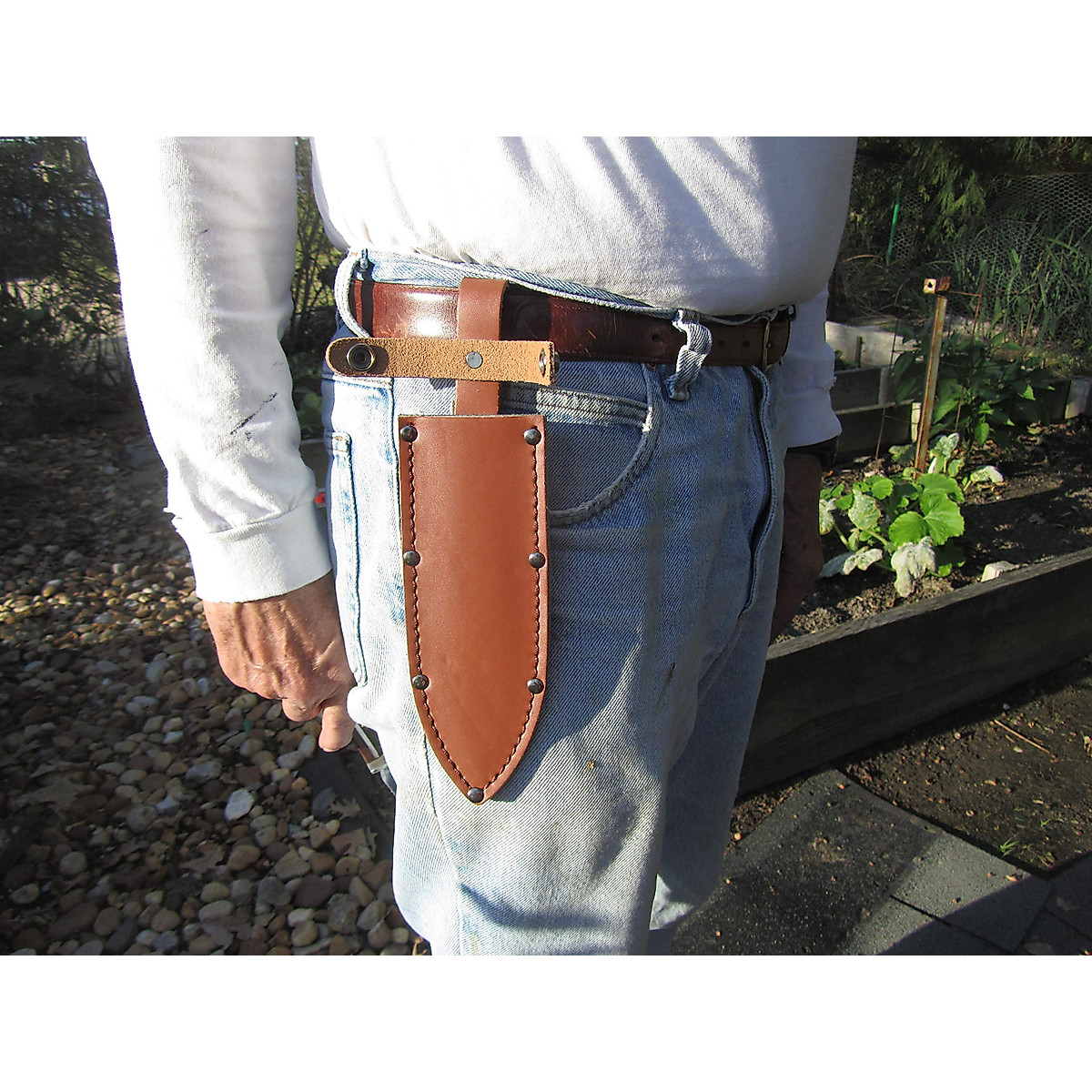 RiverView Enterprise Knife Sheath Riveted Genuine Leather - Up to 7-inch Single/Double Edge Blade – Riveted Belt & Handle Loops – Hori Hori, Hunting, Camping, Fishing, Tactical, Outdoor