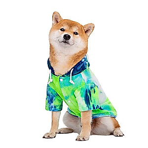 Garden Miller Dog Hoodie Sweater,Tie Dye Dog Winter Warm Coat, Dog Winter Coat Pet Clothes, Soft and Warm Dog Sweater for Cats Small Medium Dogs, Blue 2XL