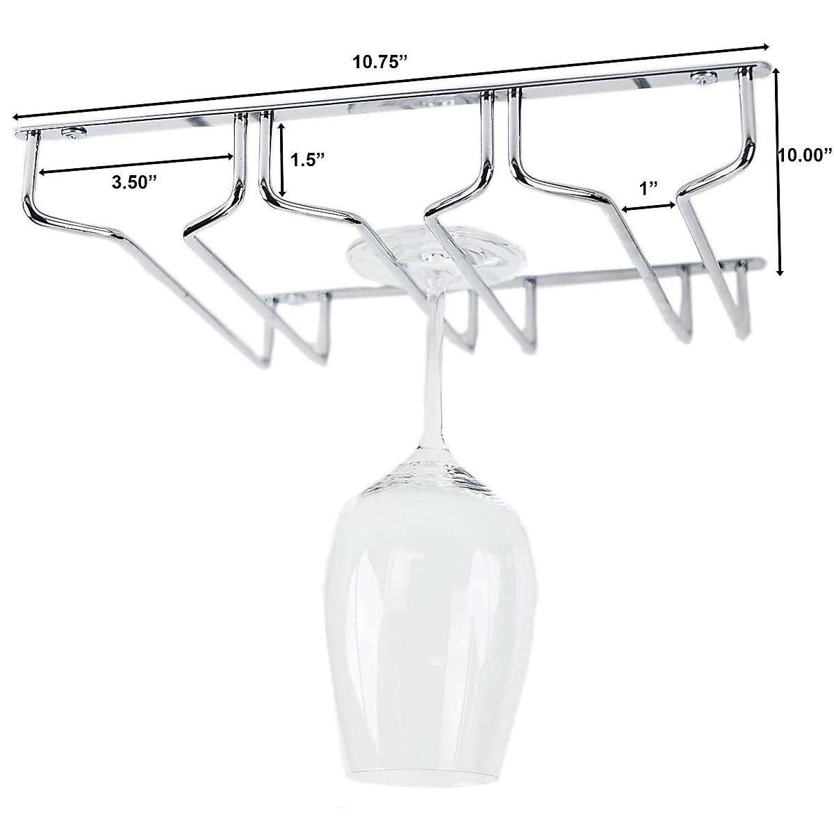 HUJI Durable Under Cabinet Stemware Rack Storage Organization (1 Pack, Chrome)