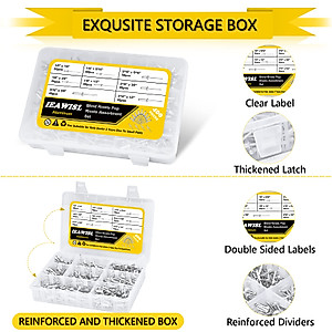 400PCS Silver Pop Rivets Assortment Kit, 8 SAE Sizes Aluminum Rivets (1/8" 3/16") with Reinforced Divider & Labeled Case for Storage