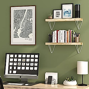 Wallniture Colmar 24" Floating Shelves for Wall Storage, Bookshelf Living Room Decor, Bathroom Shelf, Wall Shelves for Bedroom and Kitchen Set of 2, Burnt