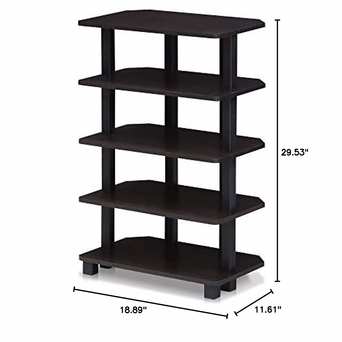 Furinno Turn-N-Tube 5-Tier Corner Storage Shelf, Espresso