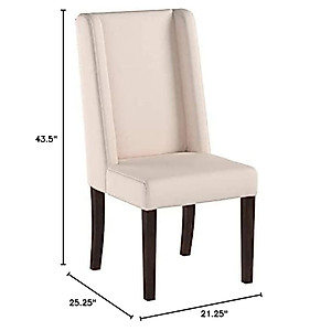 GDFStudio Christopher Knight Home Rory Fabric Dining Chairs, 2-Pcs Set, Ivory / Brown