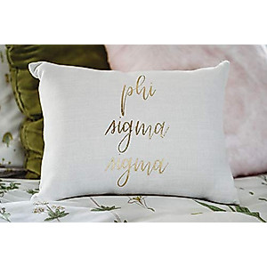 Sorority Shop Phi Sigma Sigma Pillow – Gold Script Design, 12" x 16" Lumbar Pillow Sorority