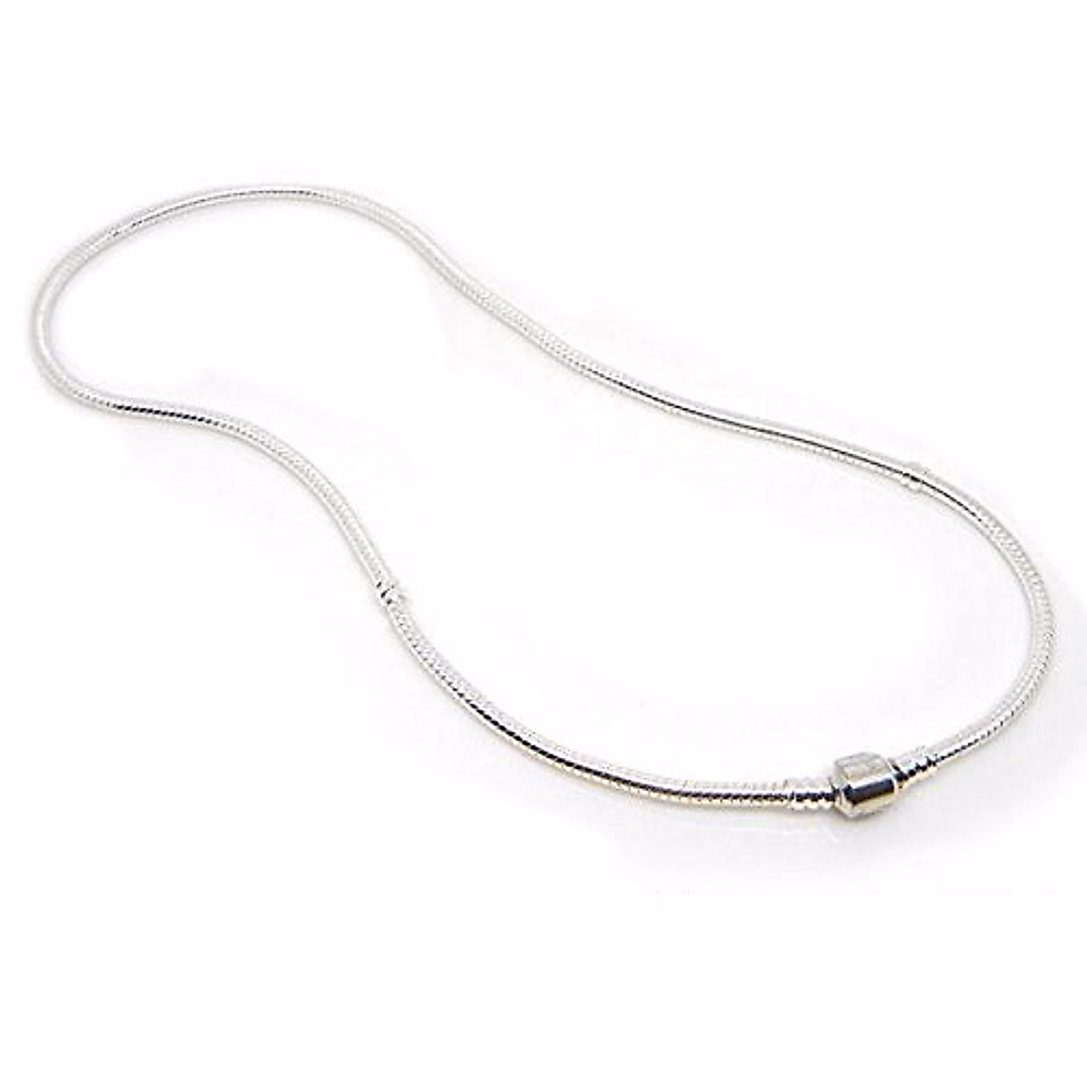 NicelyFit Snake Chain Necklace Silver Plated fit Pandora Charms Beads Jewelry (50CM/19.5 Inch)