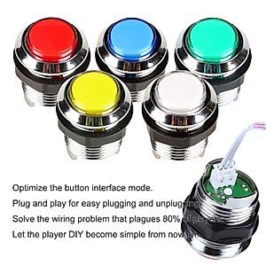 Avisiri 2 Player Arcade Joystick DIY Kit 2 x 8 way Joystick + 20x Chrome LED Arcade Buttons Game Kit for PC Raspberry Pi Video Games (Red-Blue Kits)