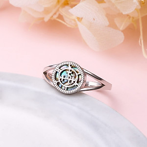 DAOCHONG Sigil of Lilith Abalone Shell Statement Ring S925 Sterling Silver Sigil of Lilith Statement Ring Gifts for Women Men Size 7