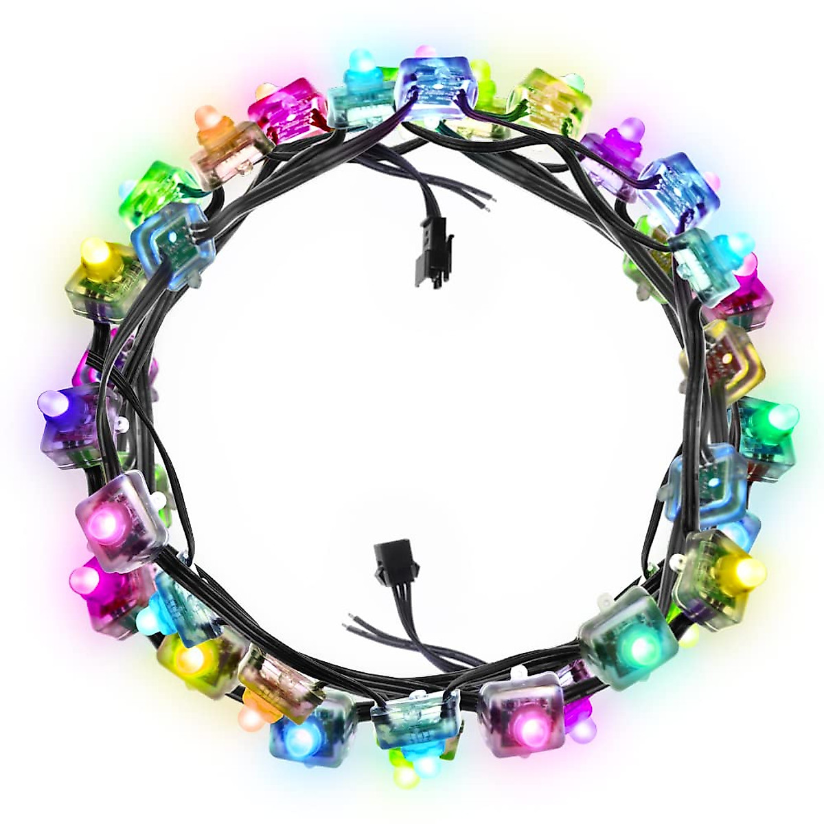 ALITOVE 12V WS2811 LED Pixels Addressable RGB Outdoor String Lights 50pcs 12mm Diffused Digital Dream Color Programmable LED Square Module Lights Waterproof IP68 for LED Screen Billboard Holiday