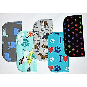 1 Ply Printed Flannel 8x8 Inches Little Wipes Set of 5 I Woof You