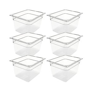 Carlisle FoodService Products Storplus 1/2-Size Food Pan for Catering, Buffets, and Restaurants, Polycarbonate, 8 Inches Deep, Clear, (Pack of 6)