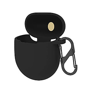 METEQI Silicone Case Compatible with Google Pixel Buds Pro (2022) Protective Cover with Carabiner (Black)