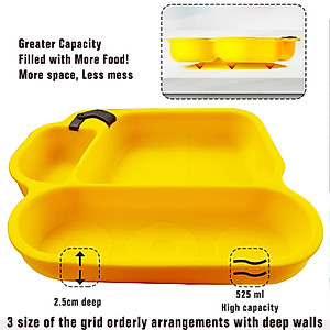 Baby Plate - Toddler Plate with Suction - 100% Food-Grade Silicone Divided Dinner Plates - Portable Non Slip - Microwave & Dishwasher Safe