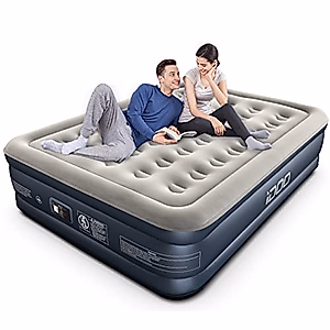 iDOO Air Mattress with Built in Pump, Queen Inflatable Mattress Blow Up Mattress Airbed for Camping & Guest, colchon inflable - Self Inflating, Foldable, Portable & Comfortable, 18" Raised