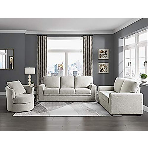 Lexicon Couch for Living Room, Chenille Sofa Couch with Solid Wood Frame and Nailhead Trim, Modern Couch, Upholstered Living Room Furniture, 3 Seater Couch, Beige​